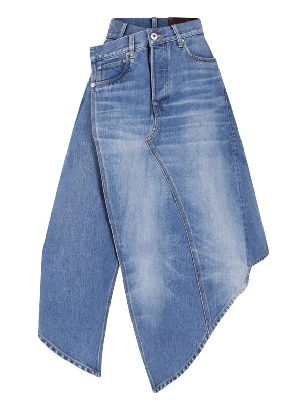 JW Anderson Deconstructed Denim Midi Skirt - Blue
