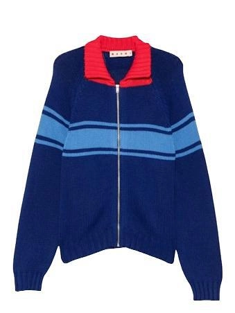 Marni Striped Zip-up Cardigan - Ocean