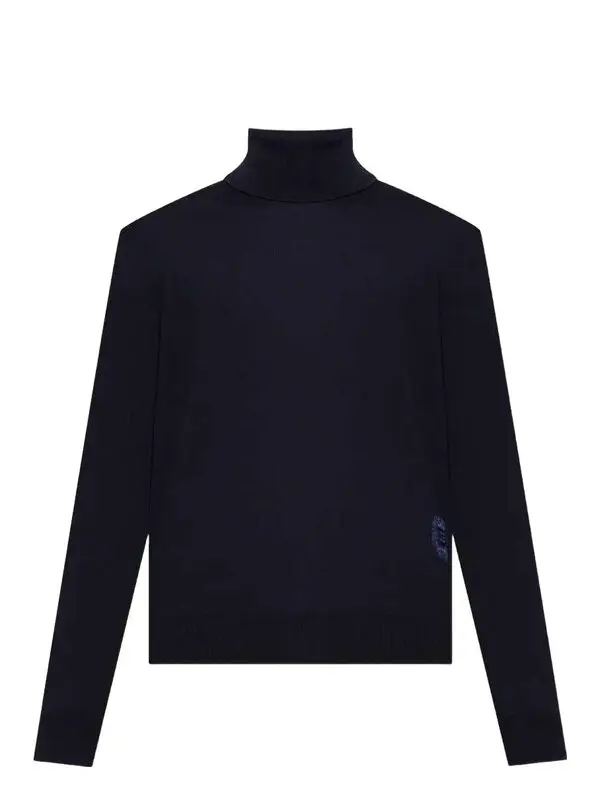 Dolce & Gabbana High-neck Fine-knit Wool Sweater - Blue