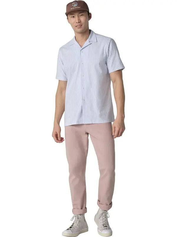 INDOCHINO Quarrybank Cotton Stretch Vintage Stripe Camp Shirt - Blue