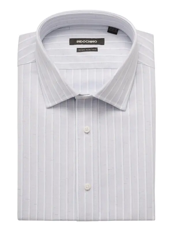 INDOCHINO Quarrybank Cotton Stretch Vintage Stripe Shirt - Gray