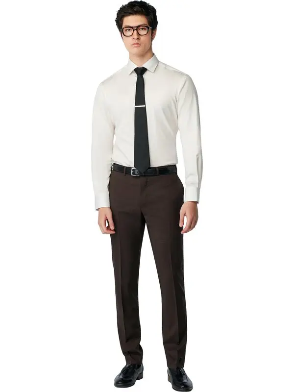 INDOCHINO Milano Glen Check Wool Trousers - Brown