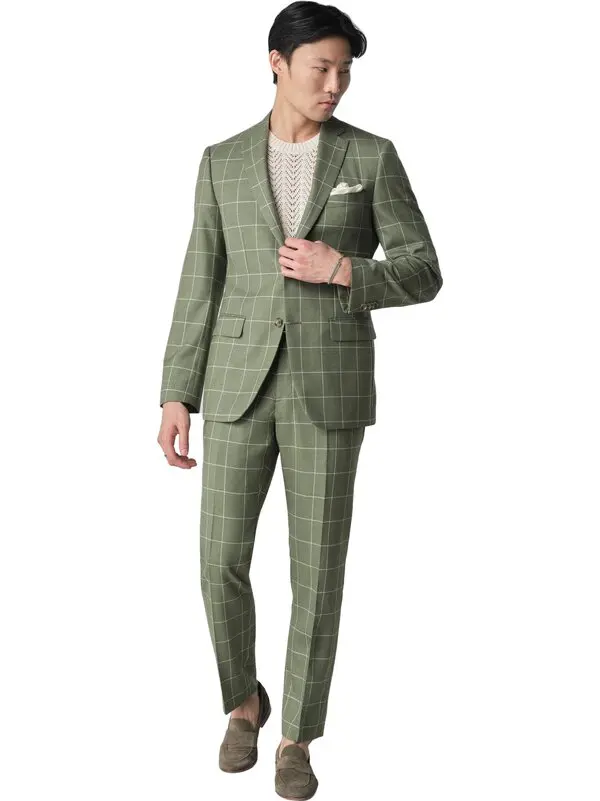 INDOCHINO Queensbury Check Olive Blazer - Green