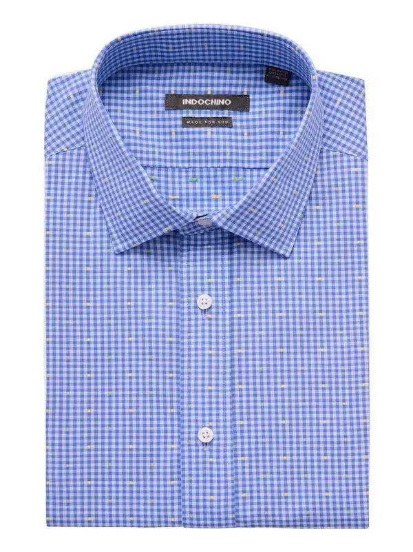 INDOCHINO Queniborough Gingham Dot Shirt - Blue