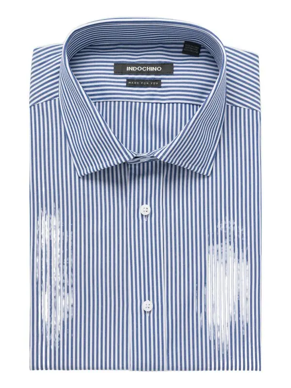 INDOCHINO Helston Anti-wrinkle Pinstripe Navy Shirt - Blue