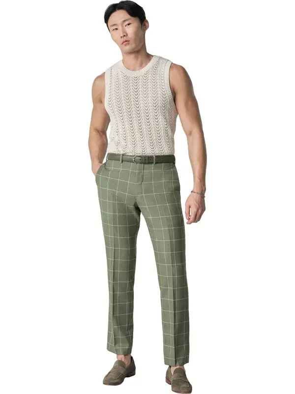 INDOCHINO Queensbury Check Olive Pants - Green