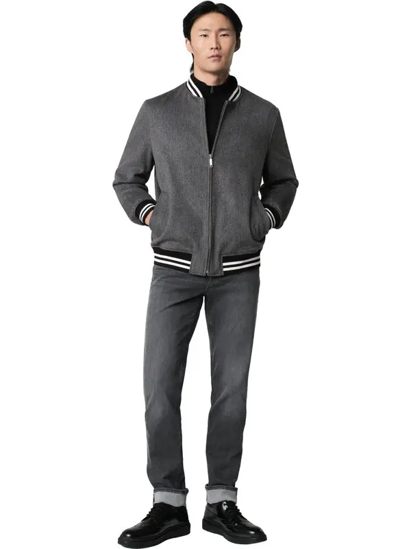 INDOCHINO Varsity Bomber Jacket In Wool And Cashmere Blend - Gray