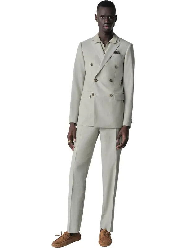 INDOCHINO Quiton Wool Stretch Light Olive Suit - Green