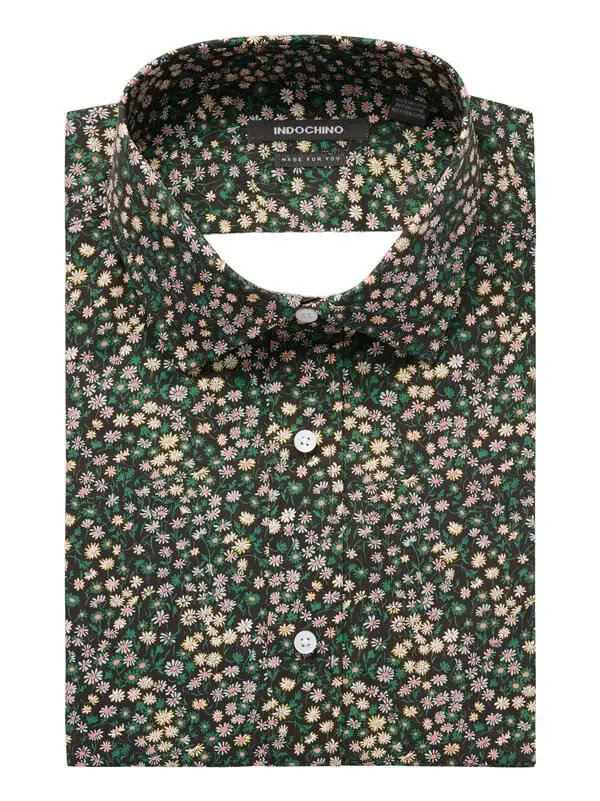 INDOCHINO London Daisy Print Shirt - Olive