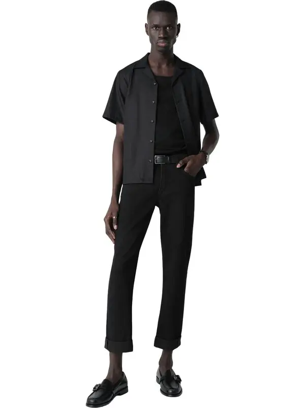 INDOCHINO Hyde Herringbone Camp Shirt - Black