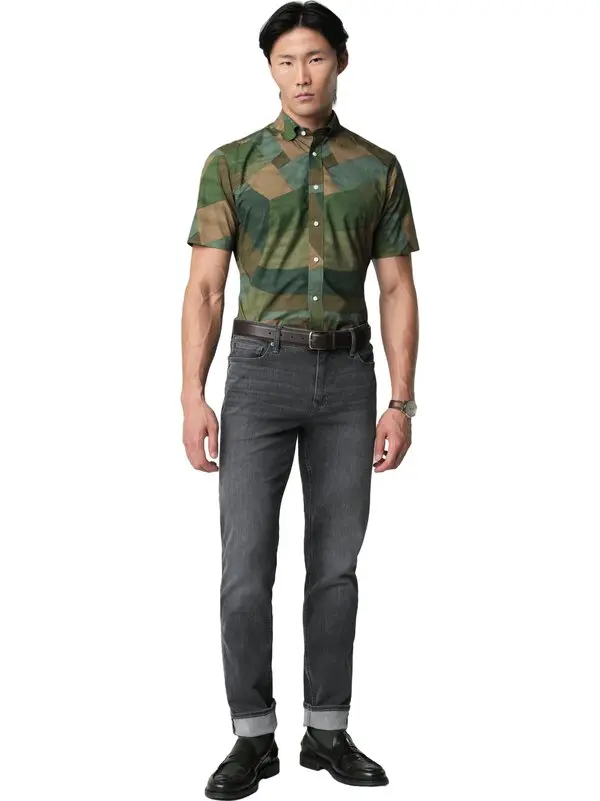 INDOCHINO London Geometric Print Casual Shirt - Olive