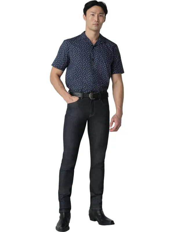 INDOCHINO London Aviation Print Camp Shirt - Navy