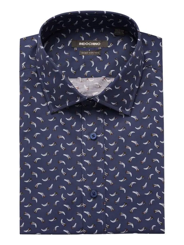 INDOCHINO London Aviation Print Shirt - Navy