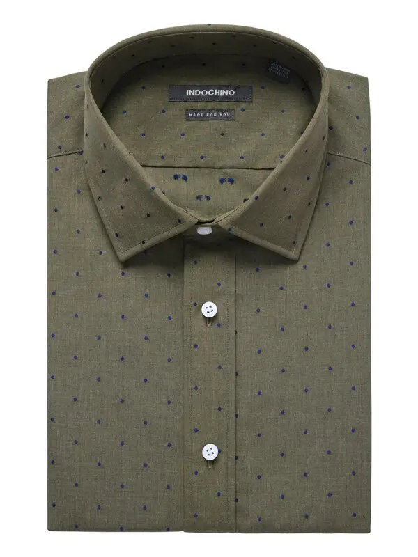 INDOCHINO Paddington Dobby Twill Shirt - Olive
