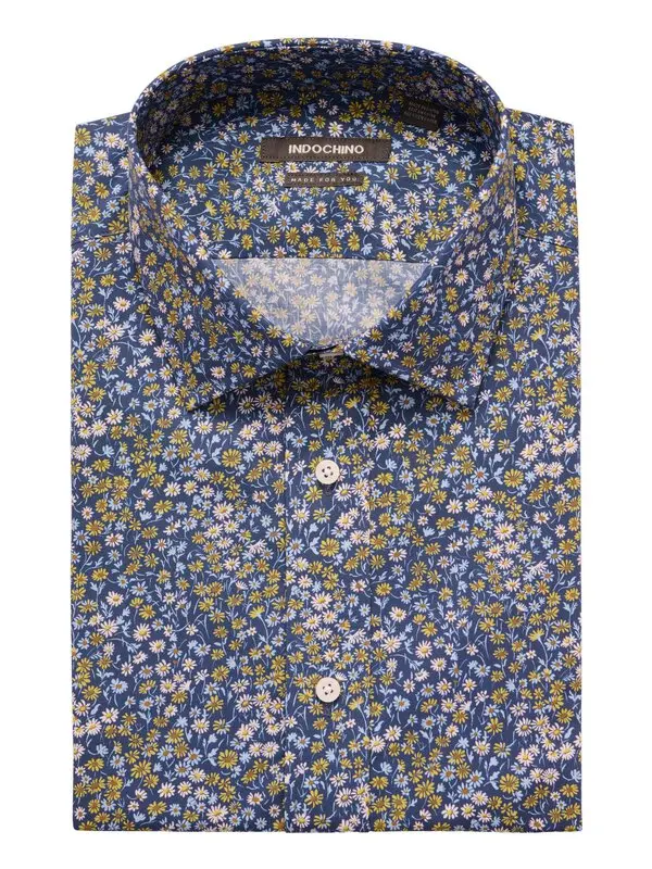 INDOCHINO London Daisy Print Shirt - Blue