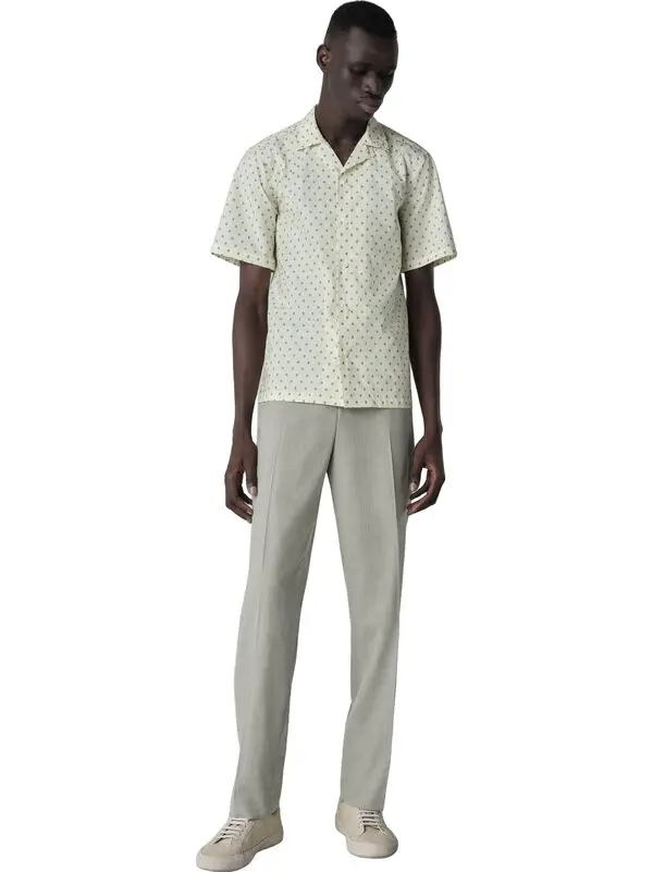 INDOCHINO London Diamond Print Sage Camp Shirt - Ivory