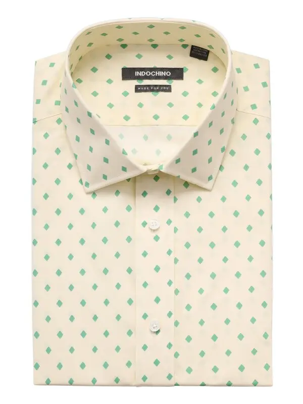 INDOCHINO London Diamond Print Sage Shirt - Ivory