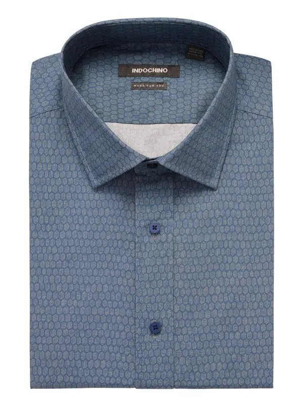 INDOCHINO London Honeycomb Print Shirt - Blue