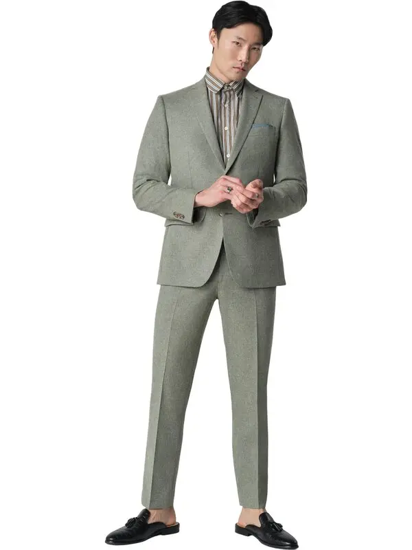 INDOCHINO Marche Wool Blend Stretch Blazer - Olive