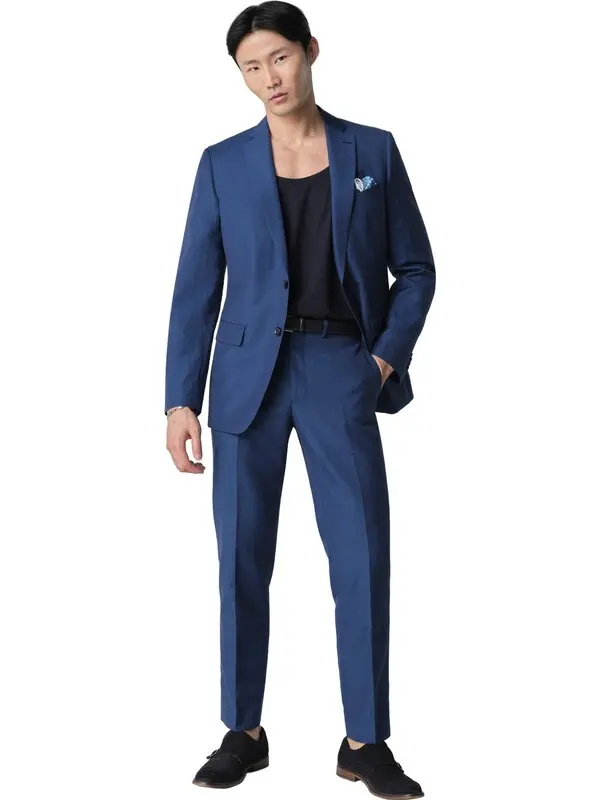INDOCHINO Minori Wool Linen Deep Blazer - Blue