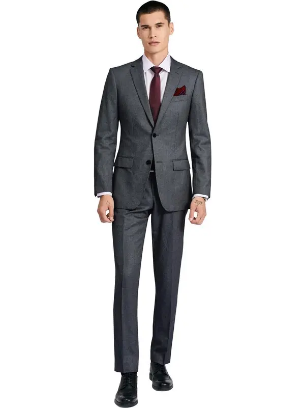 INDOCHINO Prescot Herringbone Charcoal Suit - Gray