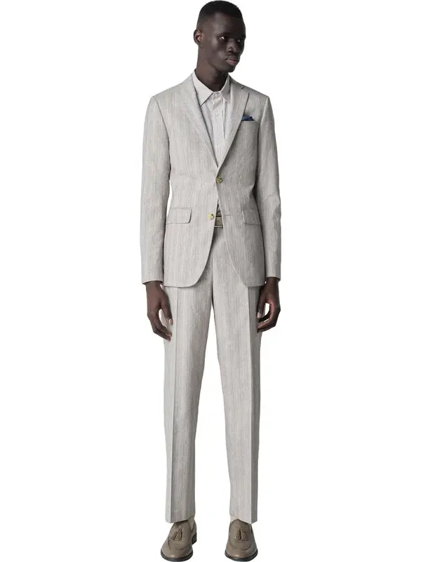 INDOCHINO Montella Wool Cotton Silk Stripe Suit - Cream