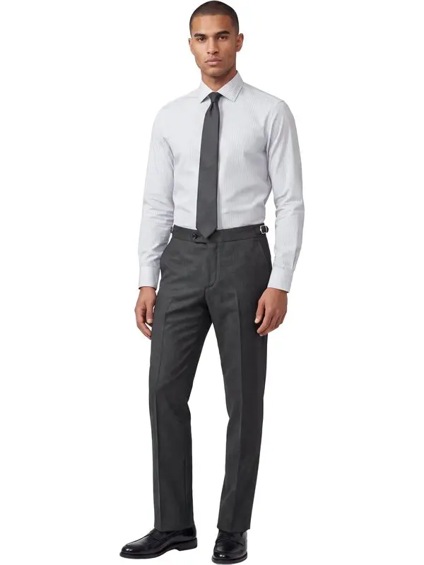 INDOCHINO Monviso High Twist Charcoal Wool Trousers - Gray