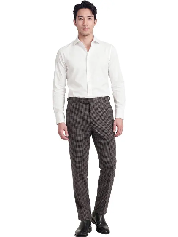 INDOCHINO Montaldo Micro Houndstooth Flannel Charcoal Pants - Gray