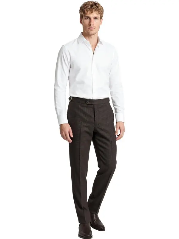INDOCHINO Montaldo Micro Houndstooth Flannel Pants - Brown