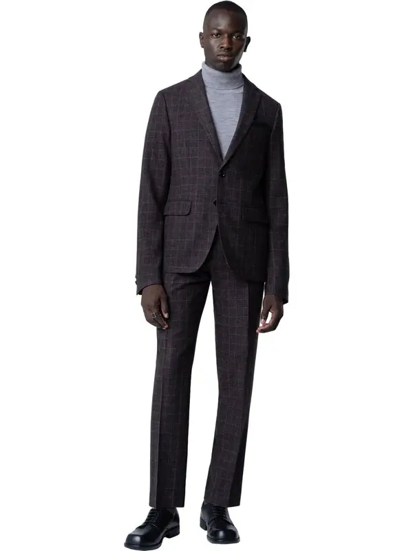 INDOCHINO Montafia Plaid Suit - Brown