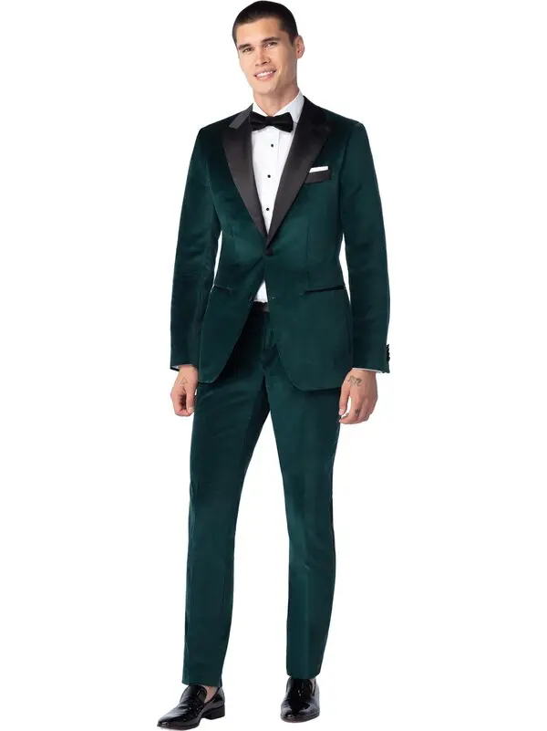 INDOCHINO Harford Velvet Emerald Tuxedo Suit - Green