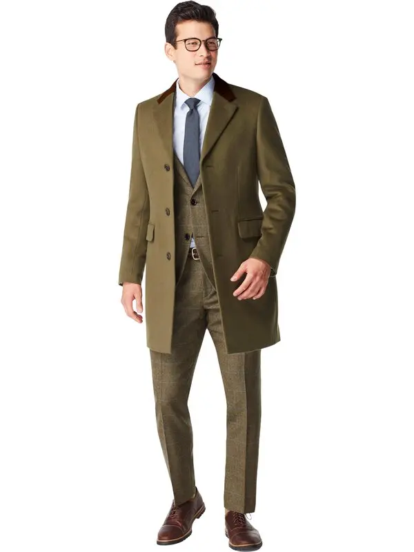 INDOCHINO Huntley Olive Chesterfield Overcoat - Green