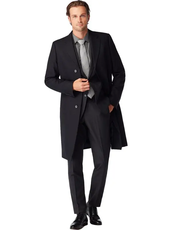 INDOCHINO Hatton Twill Overcoat - Black