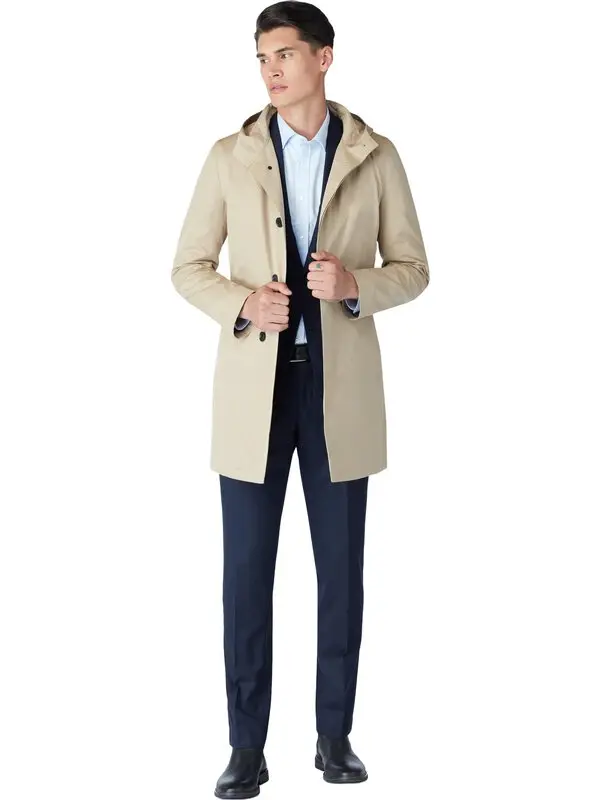 INDOCHINO Highcliffe Khaki Hooded Mac Coat - Brown