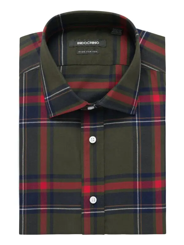 INDOCHINO Foxley Plaid Shirt - Olive