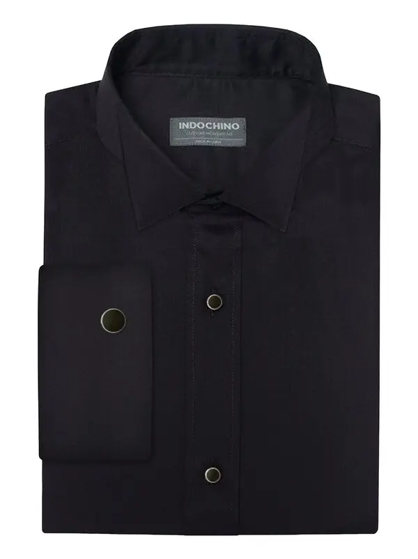 INDOCHINO Helston Plain-front Tuxedo Shirt - Black