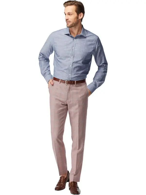 INDOCHINO Southport Houndstooth Plaid Wool/linen Trousers - Red