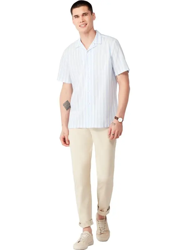 INDOCHINO Stroud Wide Stripe Light White Camp Shirt - Blue