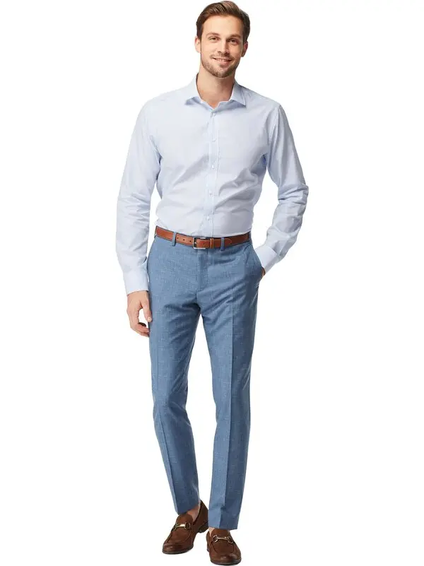 INDOCHINO Stockport Wool Linen Pants - Blue