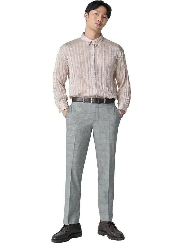 INDOCHINO Kettering Glen Check Sage Wool Blend Pants - Green