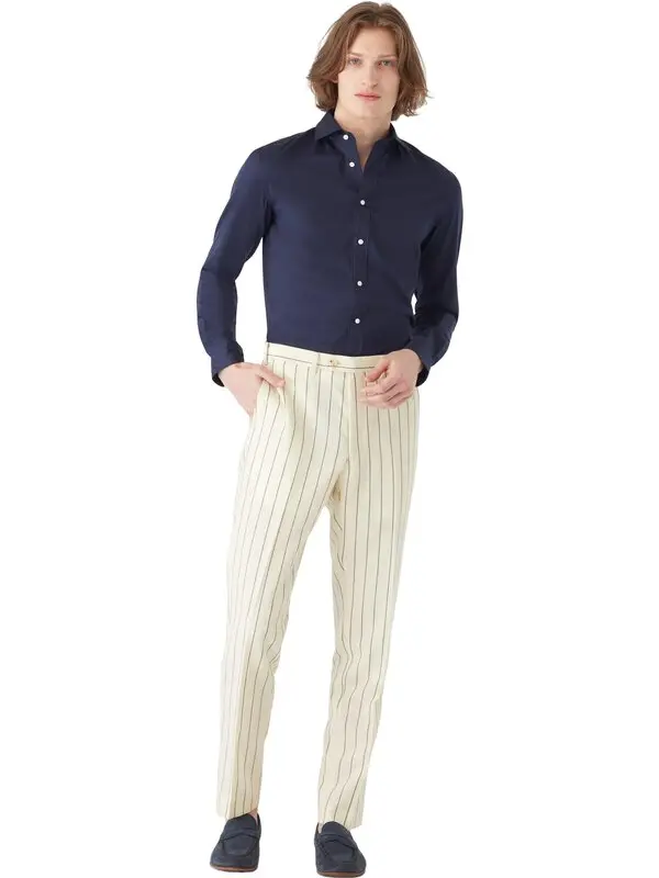 INDOCHINO Kingsbury Wide Stripe Wool/linen/spandex Pants - Ivory