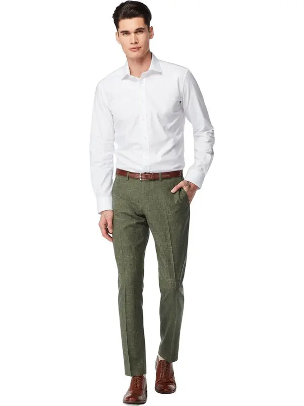 INDOCHINO Stockport Wool Linen Olive Pants - Green