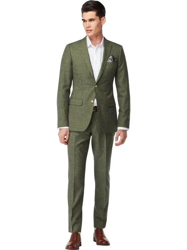 INDOCHINO Stockport Wool Linen Olive Suit - Green