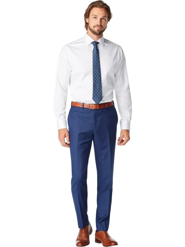 INDOCHINO Highbridge Nailhead Tailored Wool Trousers - Blue