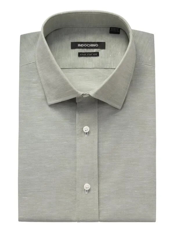 INDOCHINO Sudbury Cotton Linen Sage Shirt - Green
