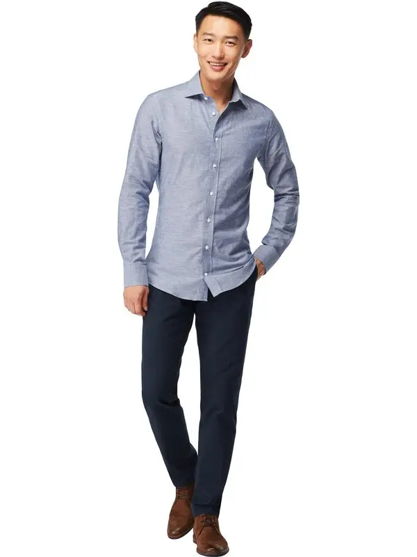 INDOCHINO Sudbury Cotton Linen Casual Shirt - Navy