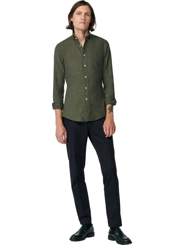 INDOCHINO Glynn Brushed Melange Casual Shirt - Olive
