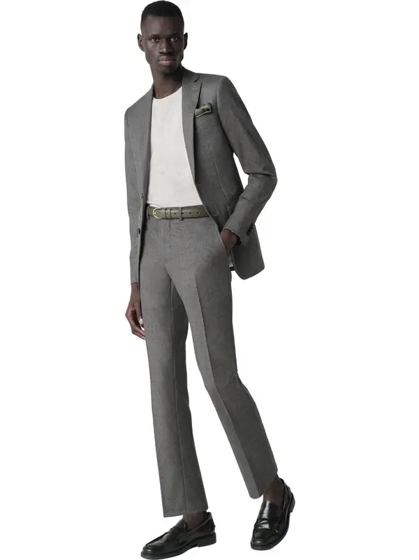 INDOCHINO Mezzana Wide Twill Flannel Olive Suit - Gray