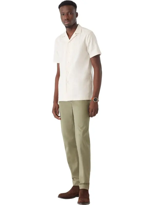 INDOCHINO Sudbury Cotton Linen Tan Camp Shirt - Khaki