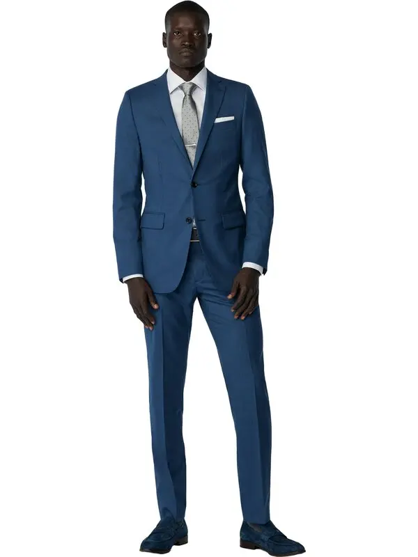 INDOCHINO Haddington Wool Silk Blazer - Blue
